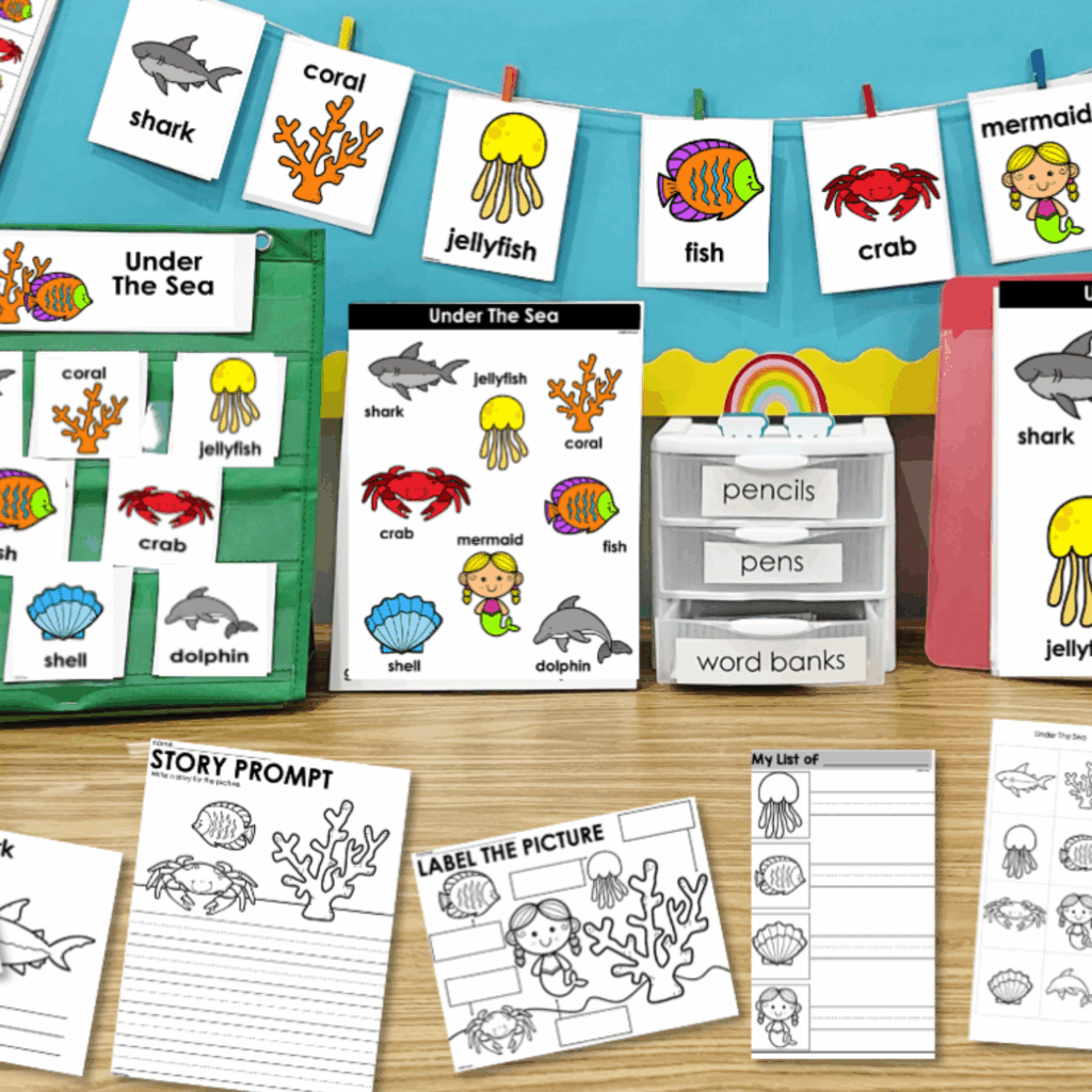 Under The Sea Word Bank Writing Center - Simply Kinder + Printable ...