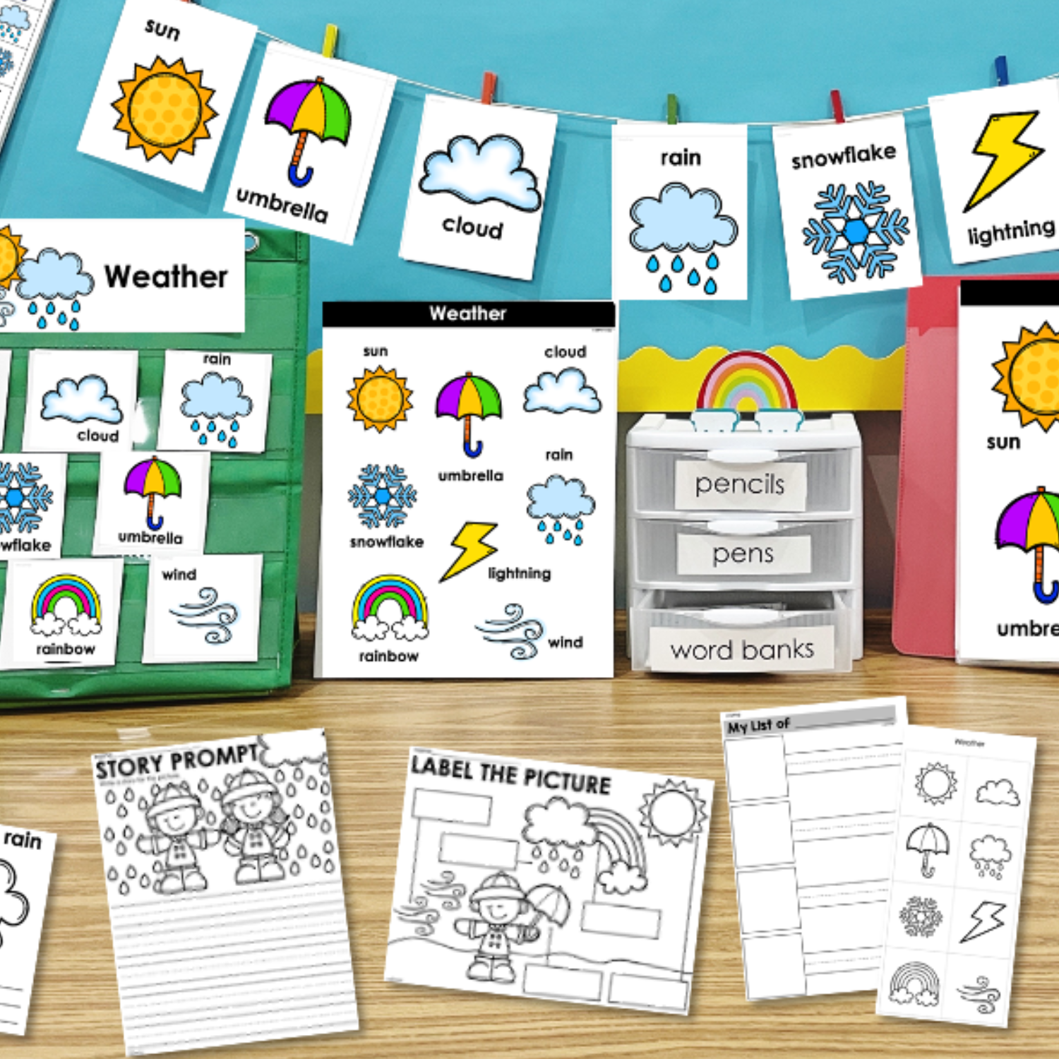 Weather Word Bank Writing Center - Simply Kinder + Printable Membership