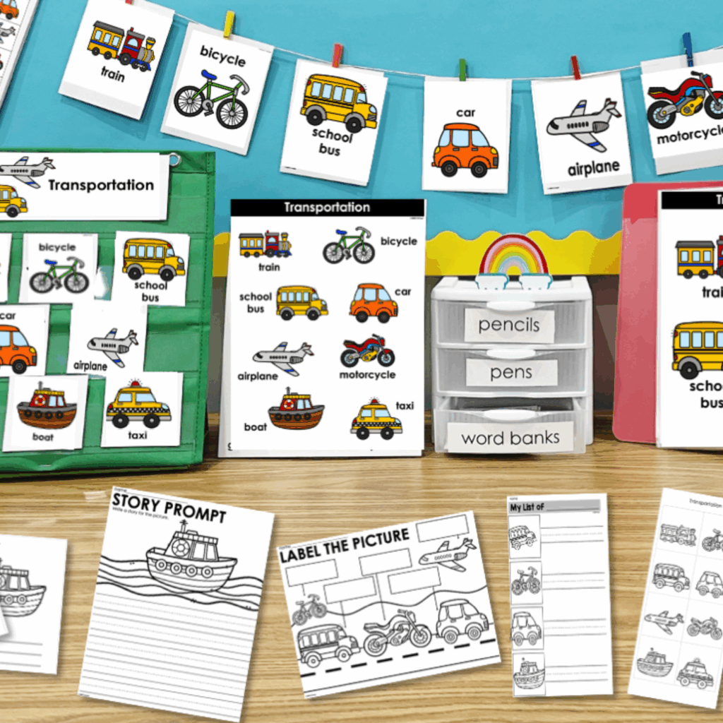 Transportation Word Bank Writing Center - Simply Kinder + Printable ...