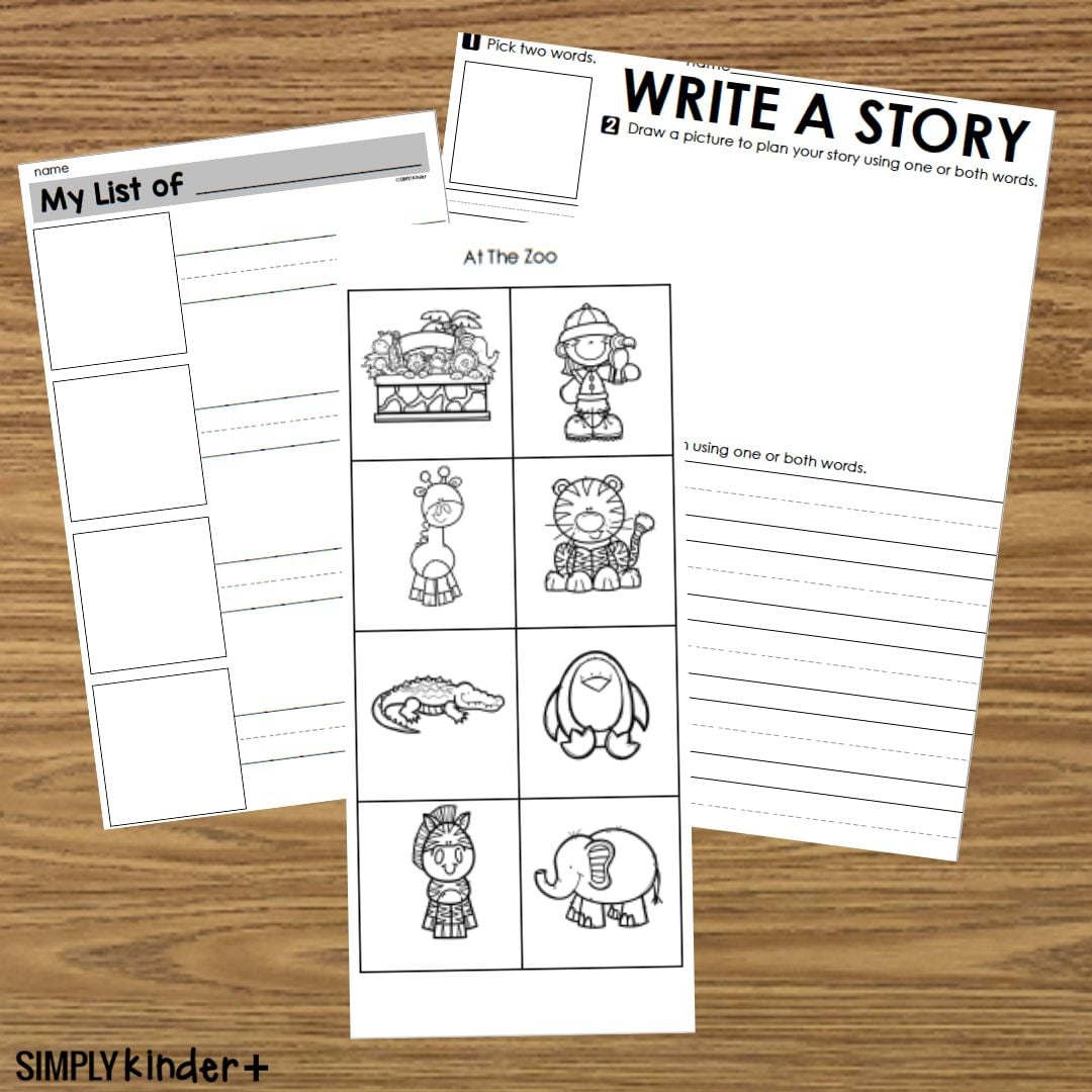 At The Zoo Word Bank Writing Center - Simply Kinder + Printable Membership