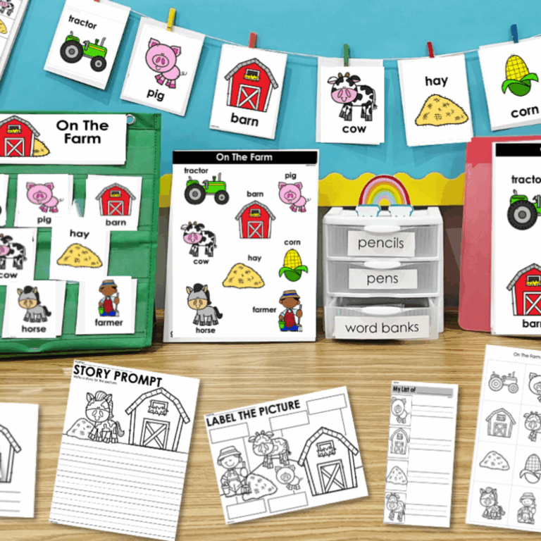 On The Farm Word Bank Writing Center - Simply Kinder + Printable Membership