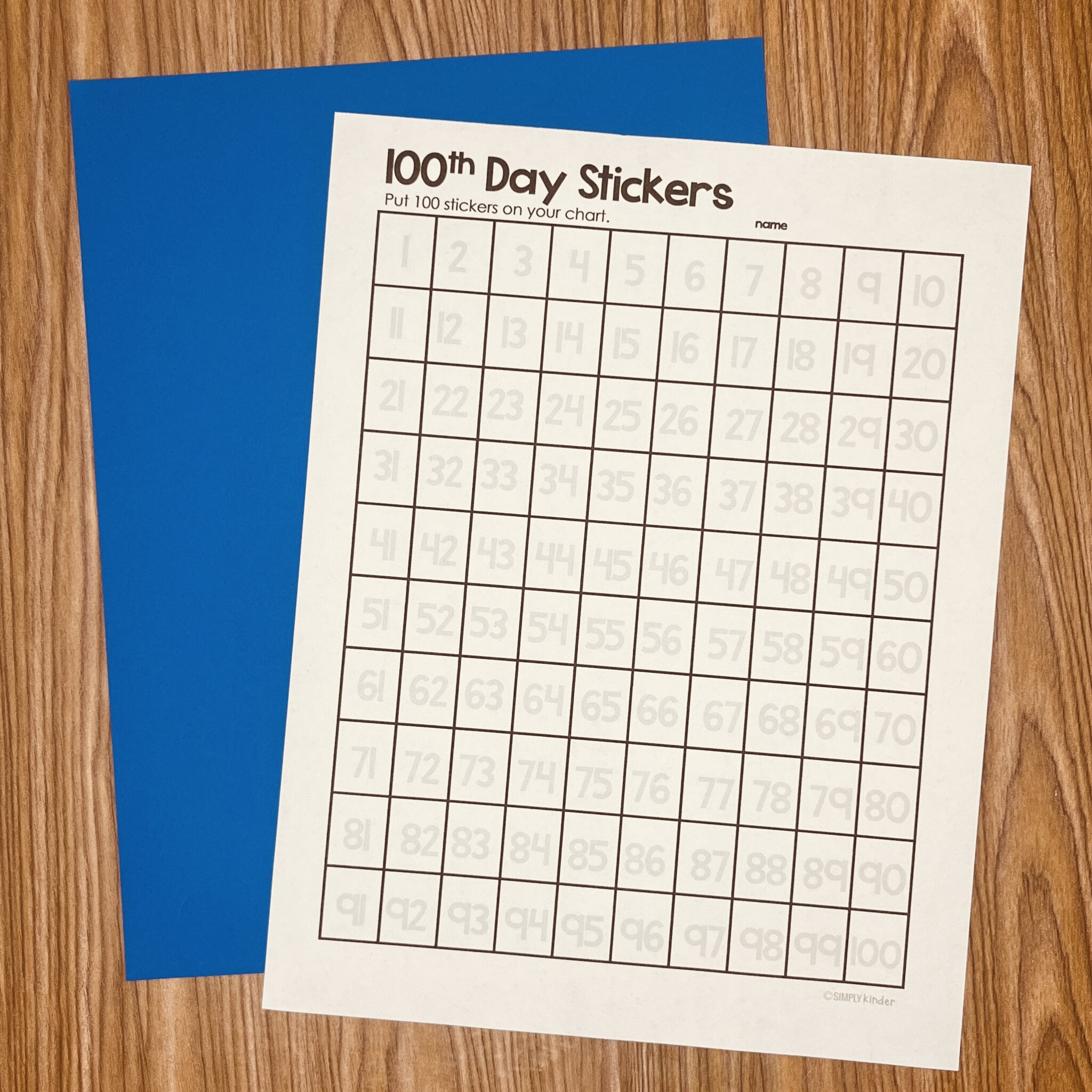 100th Day Stickers Chart- 100th Day of School Activities - Simply ...
