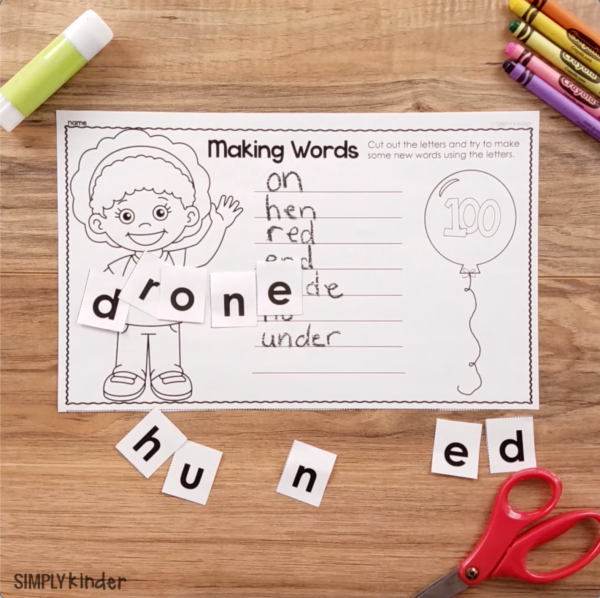 100th Day Words Activity - 100th Day of School Activities - Simply ...