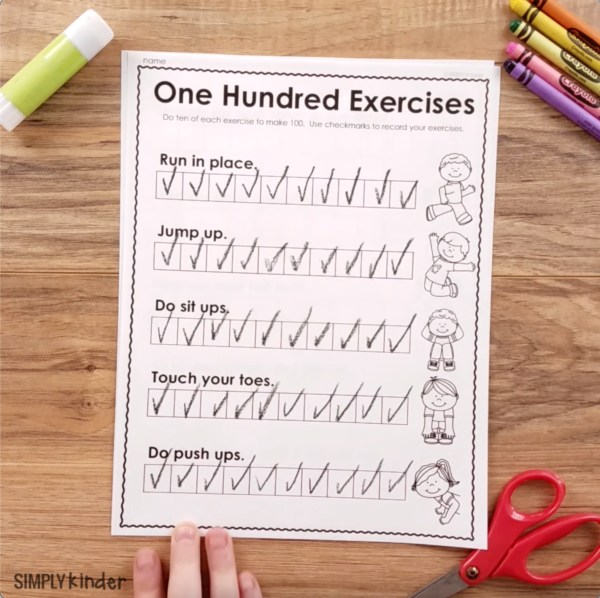 100 Exercises - 100th Day of School Activities - Simply Kinder ...
