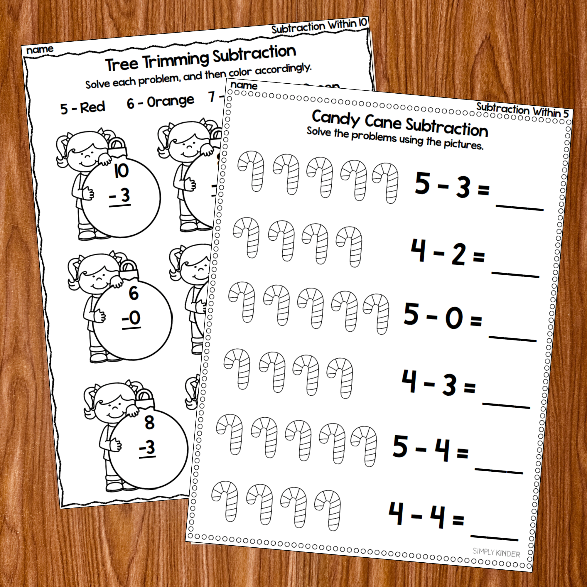 No-Prep Winter Printable Subtraction Printables - Simply Kinder ...