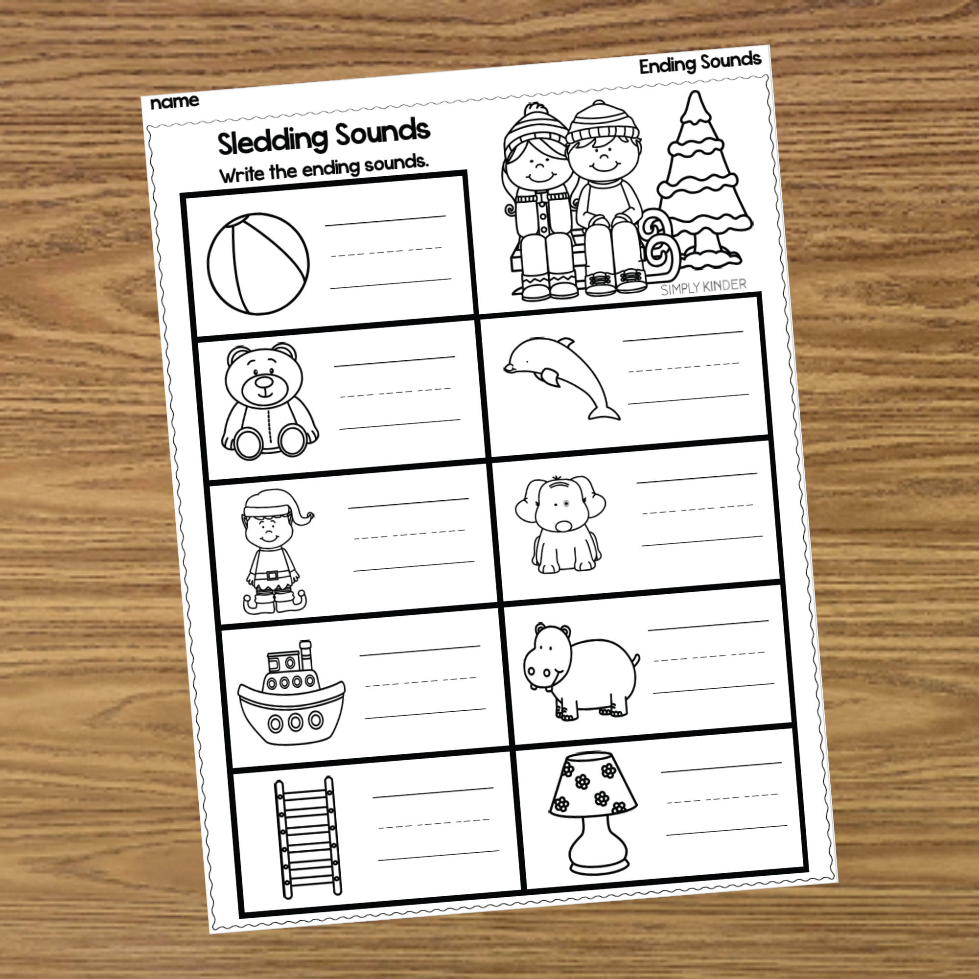 No-Prep Winter Ending Sound Printable - Simply Kinder + Printable ...