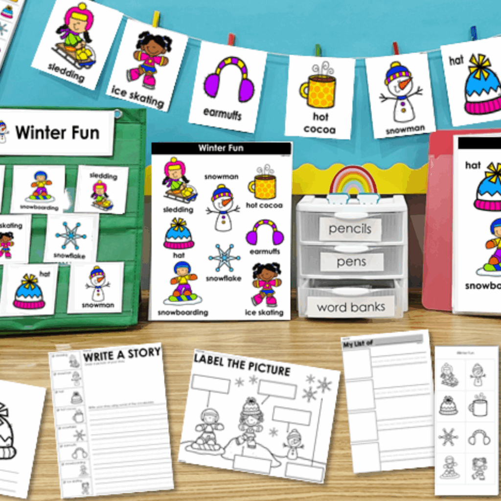 Winter Fun Word Bank Writing Center - Simply Kinder + Printable Membership