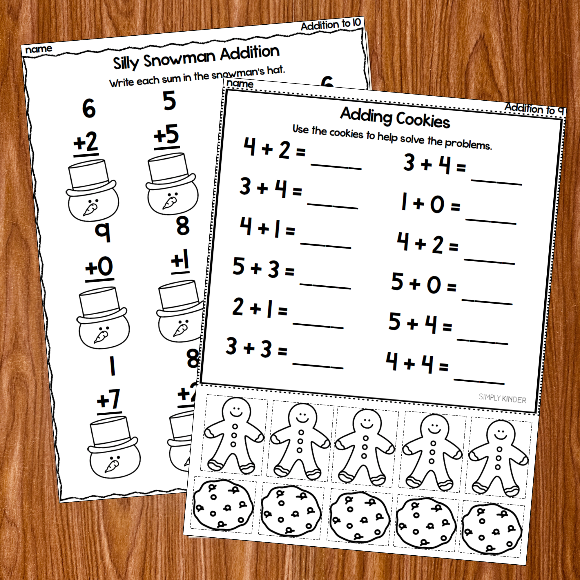 No-Prep Winter Addition Printables - Simply Kinder Plus