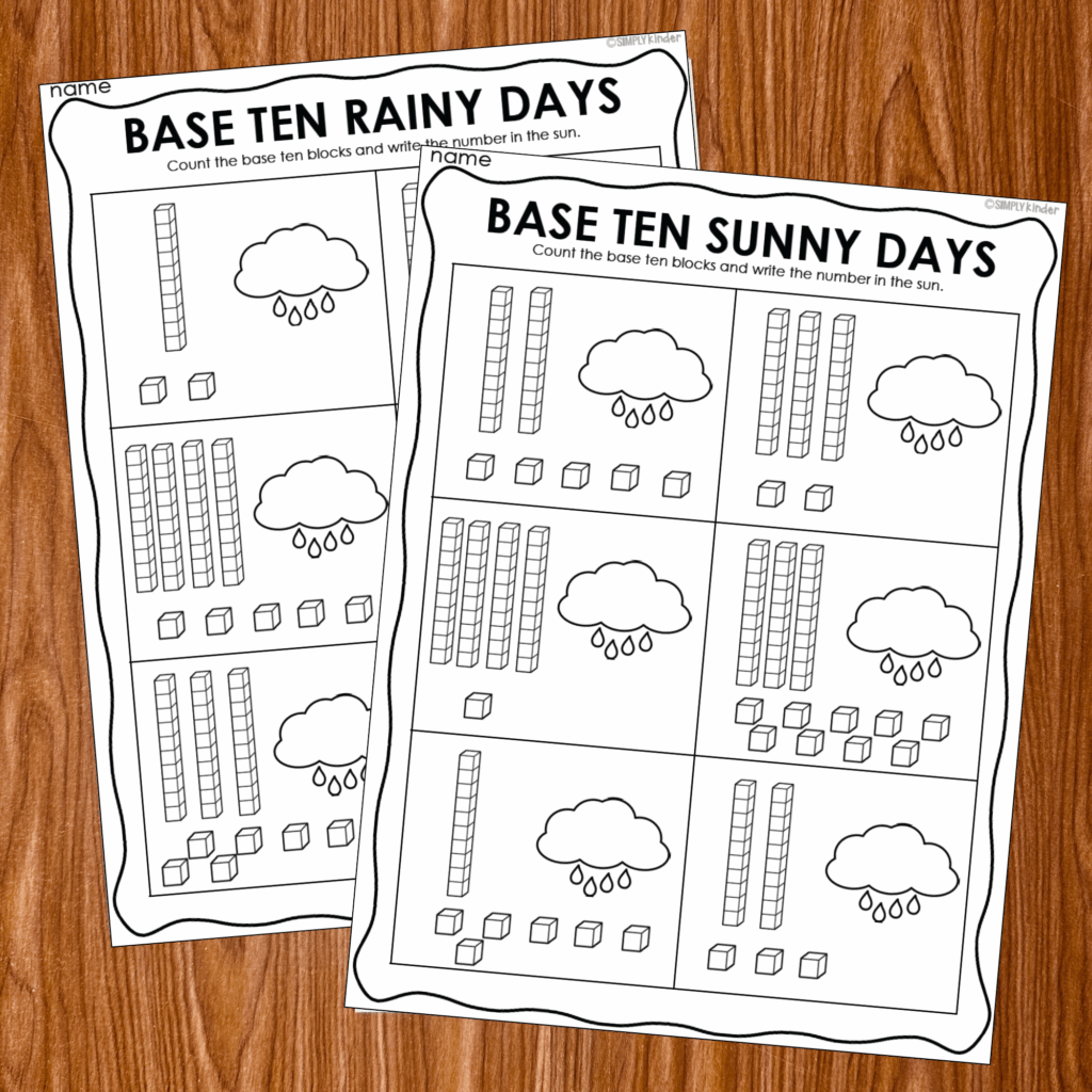 Spring Base 10 Counting No Prep Printables - Simply Kinder + Printable ...