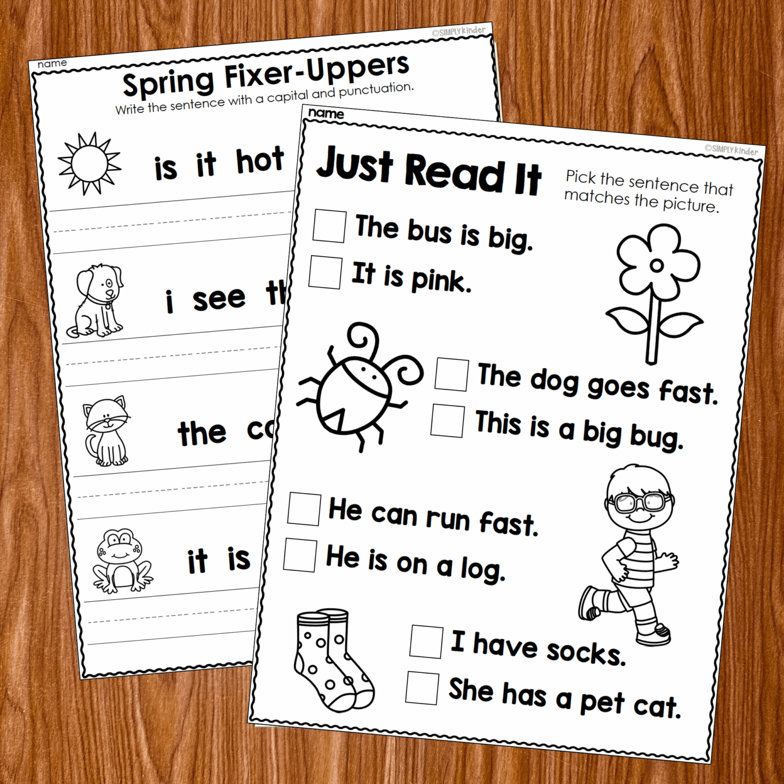 Spring No Prep Sentences Printables - Simply Kinder + Printable Membership