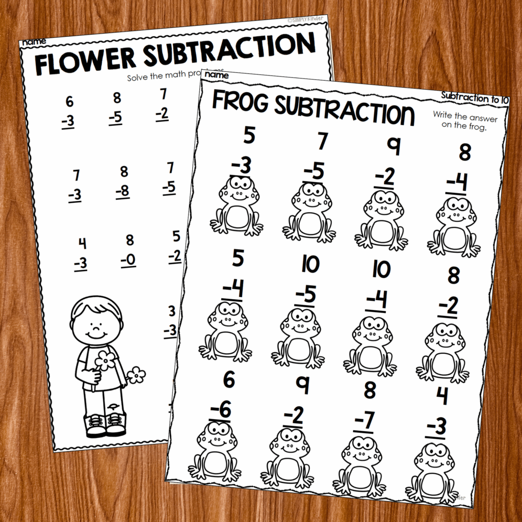 Spring No Prep Subtraction Printables - Simply Kinder + Printable ...