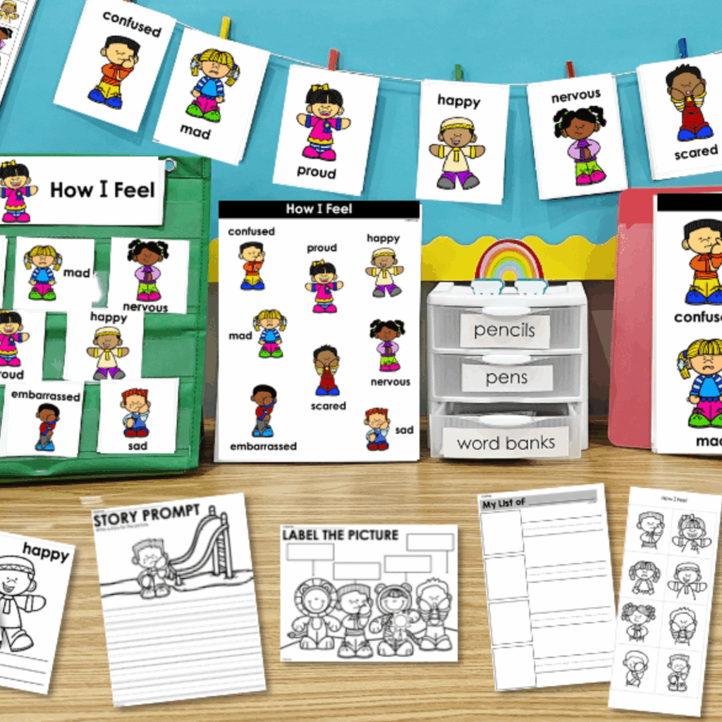 How I Feel Word Bank Writing Center - Simply Kinder + Printable Membership