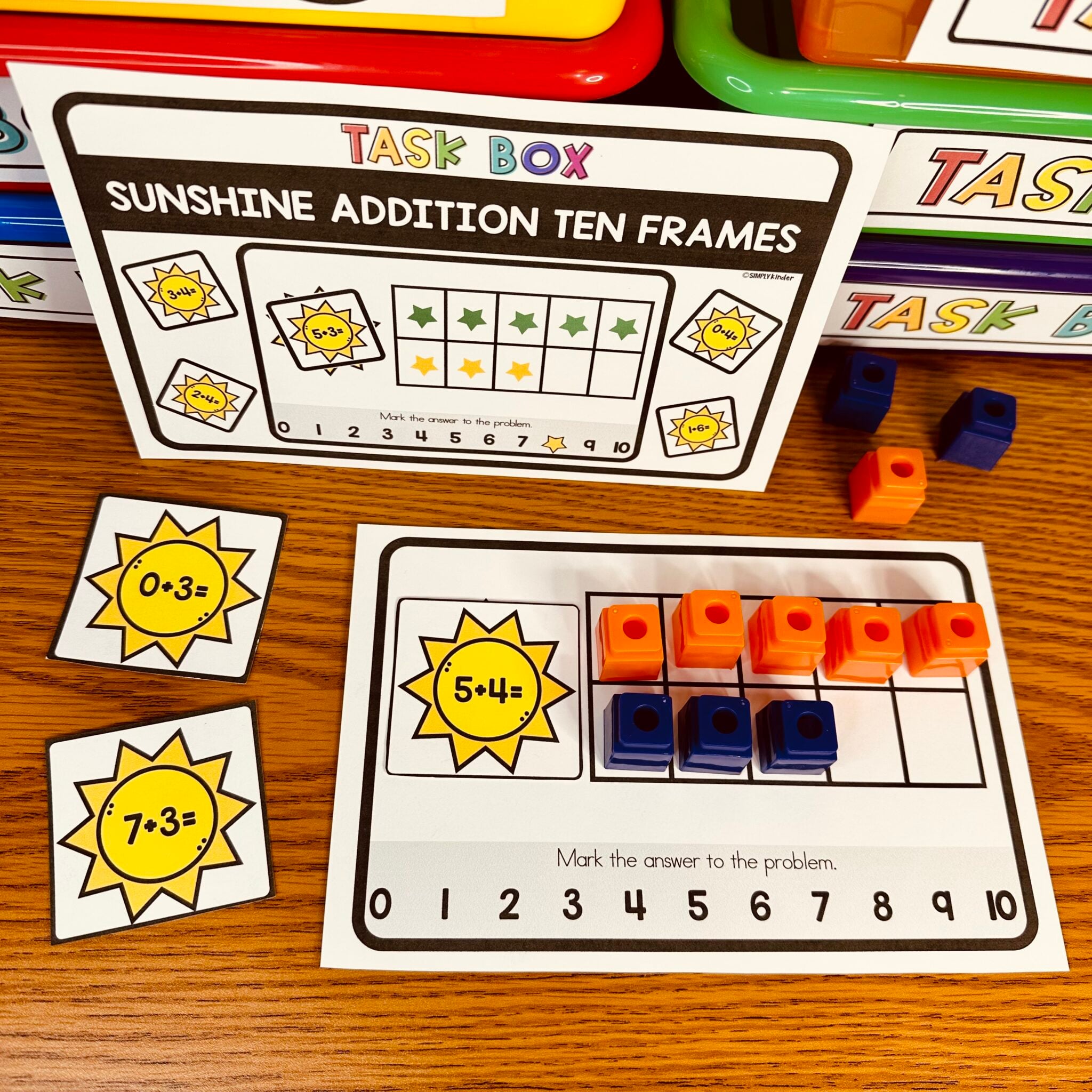 Sunshine Ten Frame Addition Morning Bins/Task Boxes - Simply Kinder ...