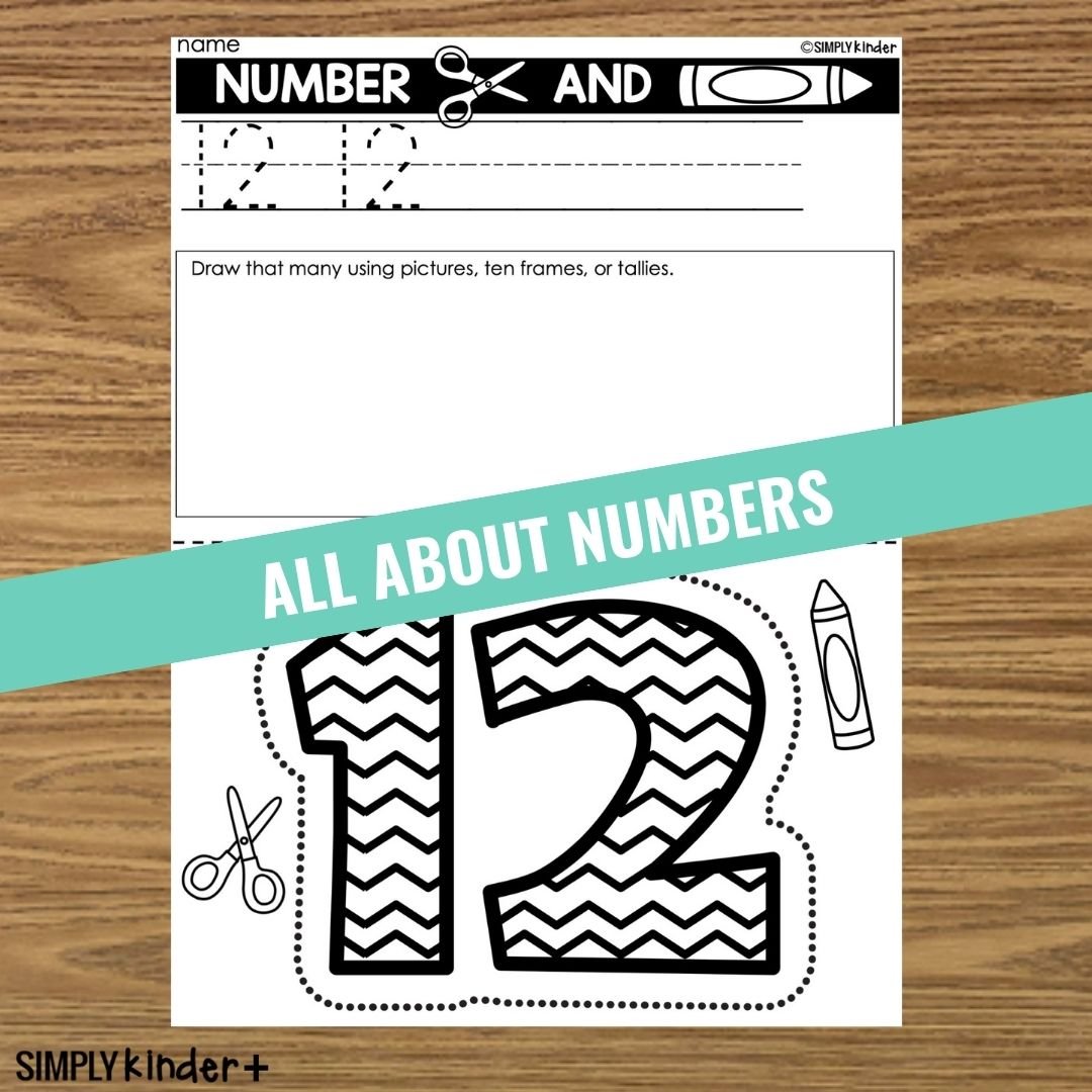Number 12 (Twelve) Cut and Paste - Simply Kinder + Printable Membership