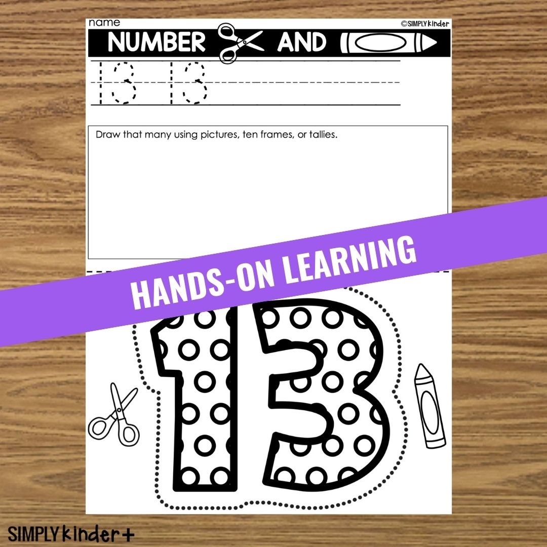 Number 13 (Thirteen) Cut and Paste - Simply Kinder Plus