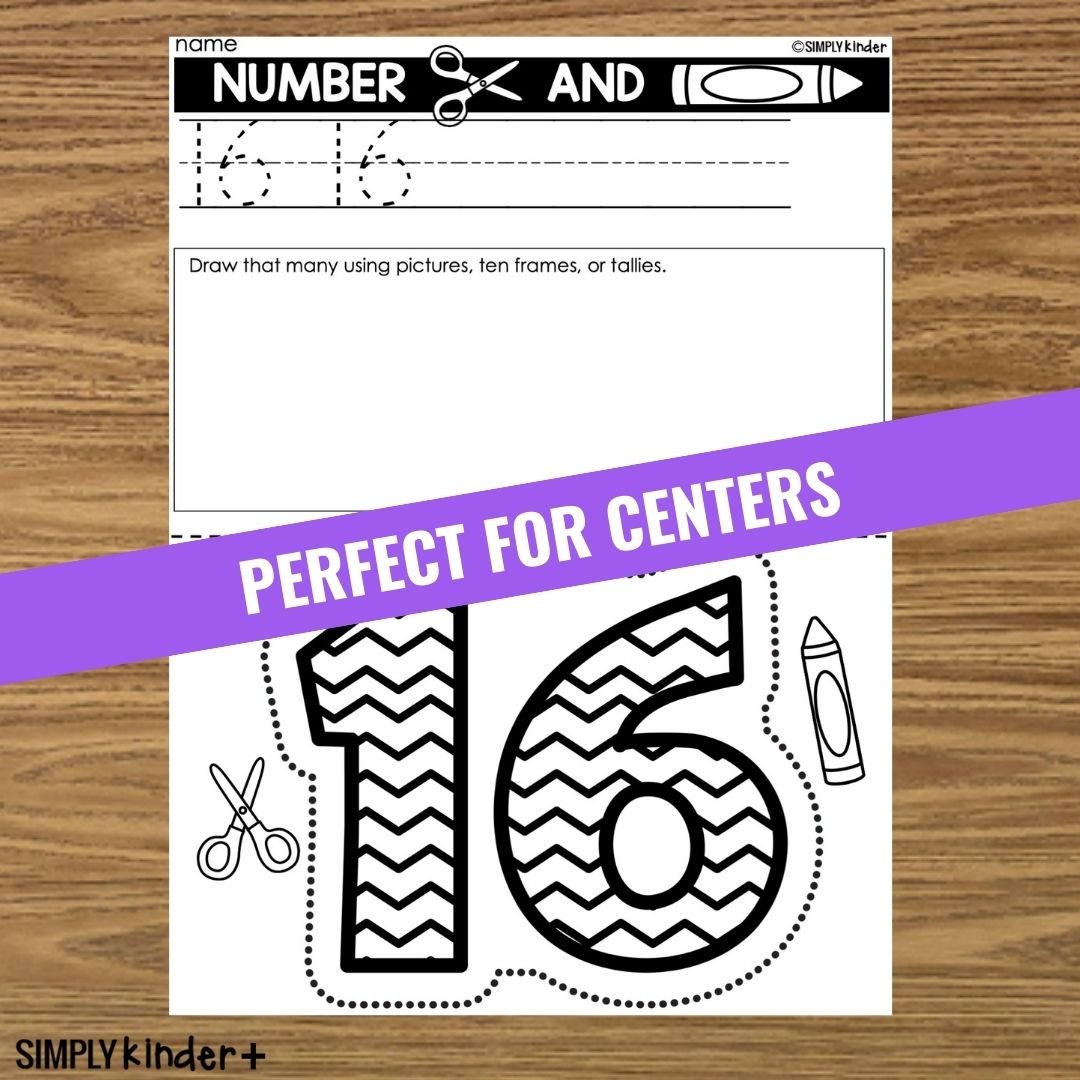Number 16 (Sixteen) Cut and Paste - Simply Kinder + Printable Membership