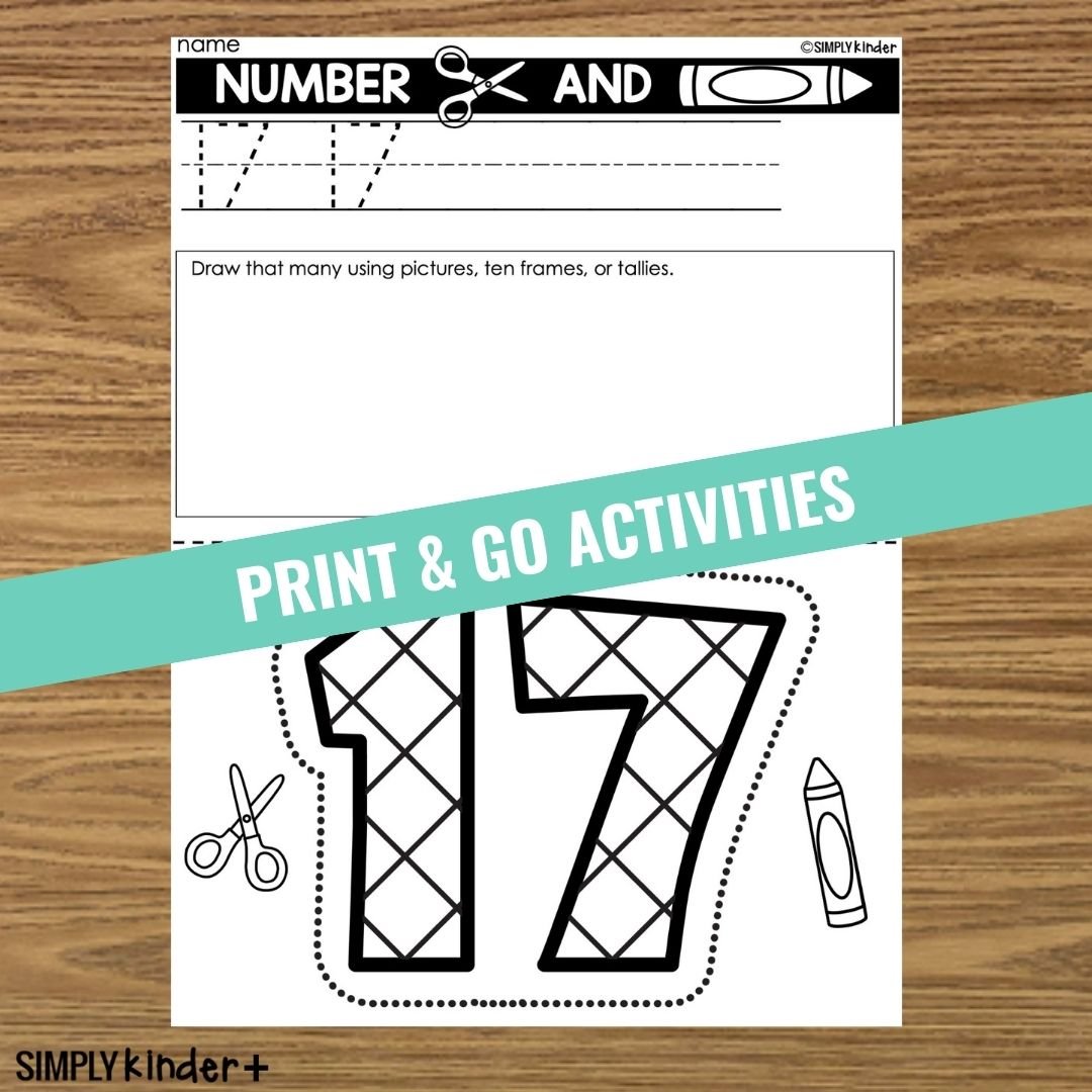 Number 17 (Seventeen) Cut and Paste - Simply Kinder + Printable Membership