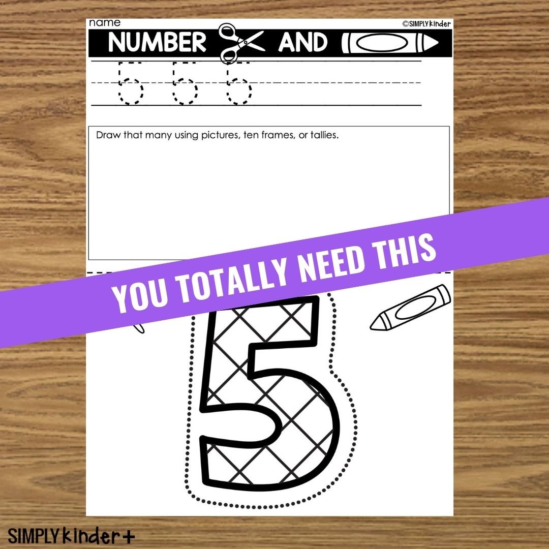 Number 5 (Five) Cut and Paste - Simply Kinder Plus