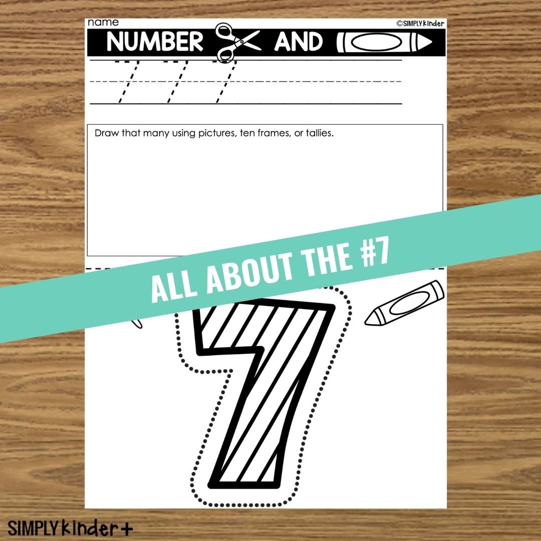 Number 7 (Seven) Cut and Paste - Simply Kinder + Printable Membership
