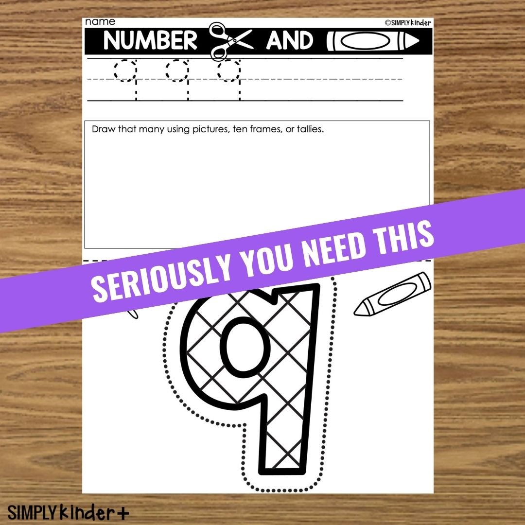 Number 9 (Nine) Cut and Paste - Simply Kinder Plus