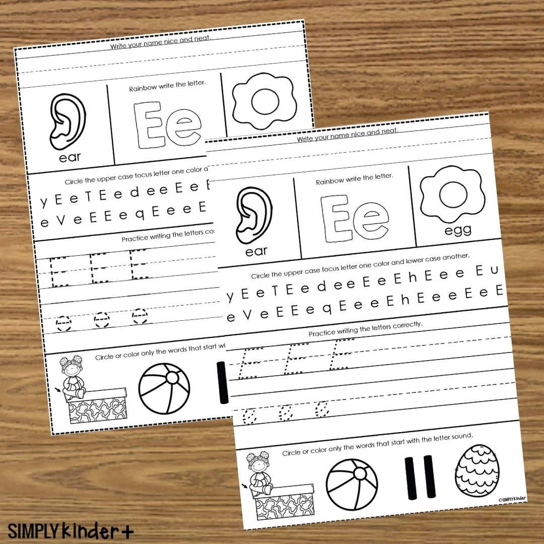 Letter E Practice Alphabet Page - Simply Kinder + Printable Membership