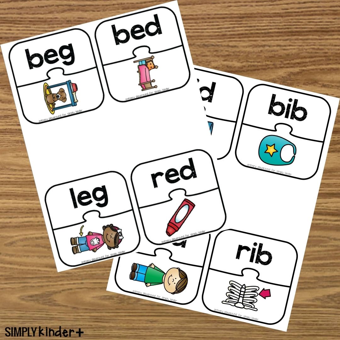 CVC Short Vowel Puzzles - Simply Kinder + Printable Membership