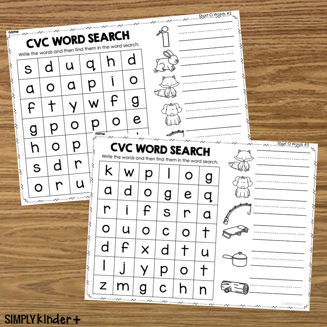 Short O CVC Word Searches - Simply Kinder Plus