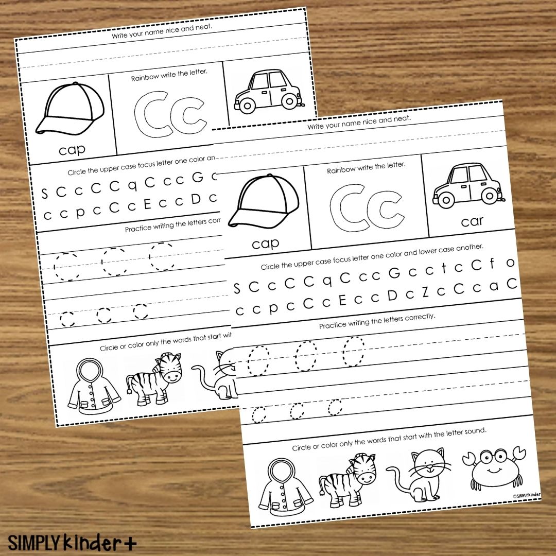 Letter C Practice Alphabet Page - Simply Kinder + Printable Membership