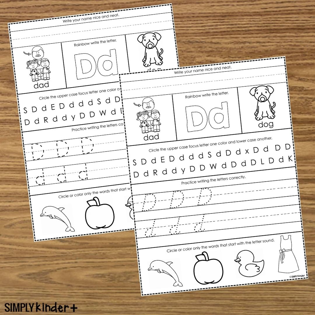 Letter D Practice Alphabet Page - Simply Kinder Plus