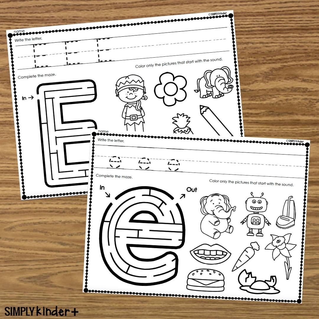 Letter E Alphabet Mazes - Simply Kinder Plus