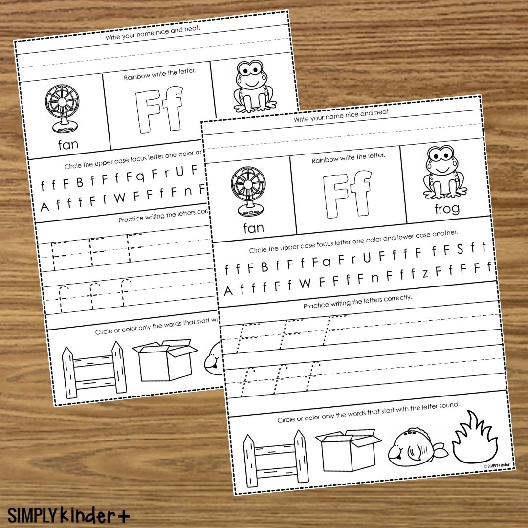 Letter F Practice Alphabet Page - Simply Kinder + Printable Membership