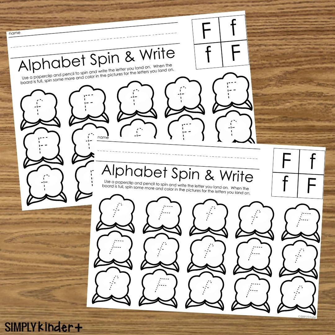Letter F Spin And Write - Simply Kinder + Printable Membership