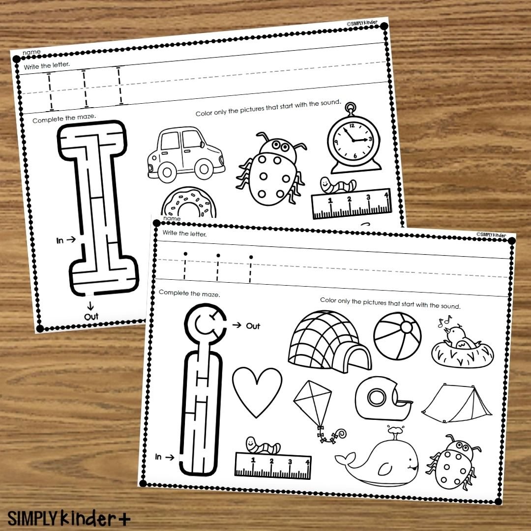 Letter I Alphabet Mazes - Simply Kinder + Printable Membership