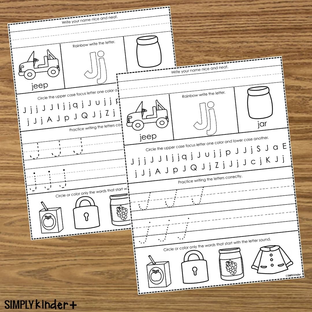 Letter J Practice Alphabet Page - Simply Kinder + Printable Membership
