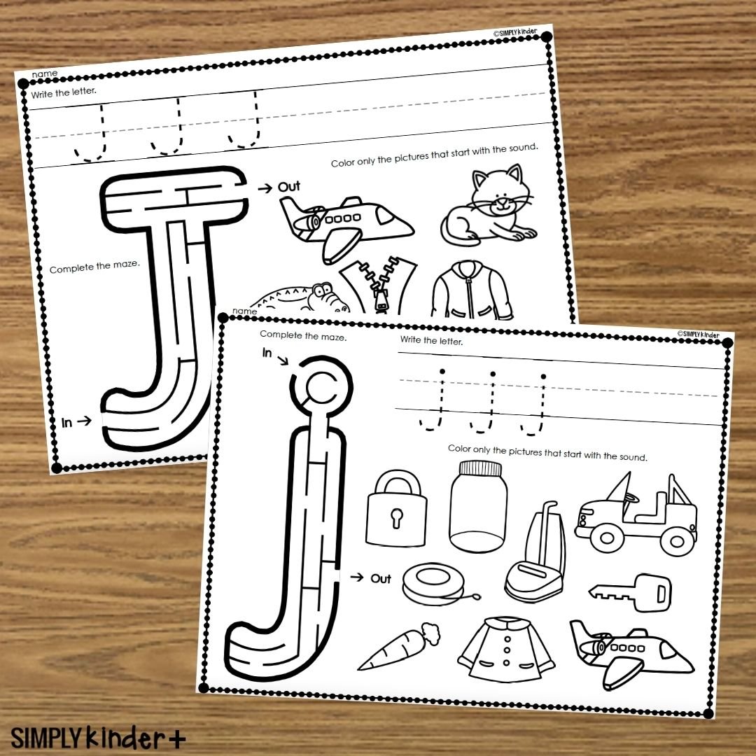 Letter J Alphabet Mazes - Simply Kinder Plus