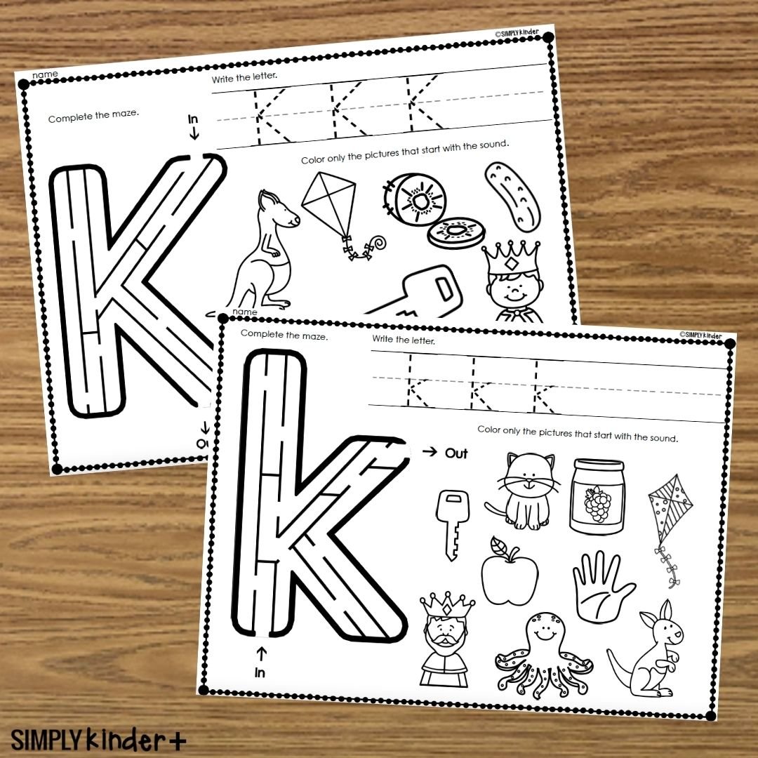 Letter K Alphabet Mazes - Simply Kinder + Printable Membership