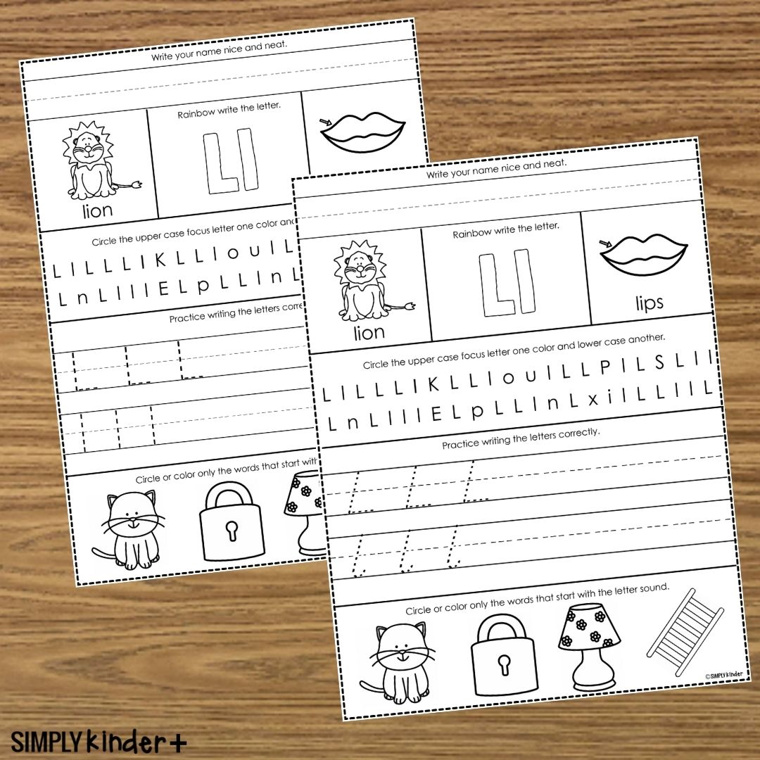 Letter L Practice Alphabet Page - Simply Kinder Plus