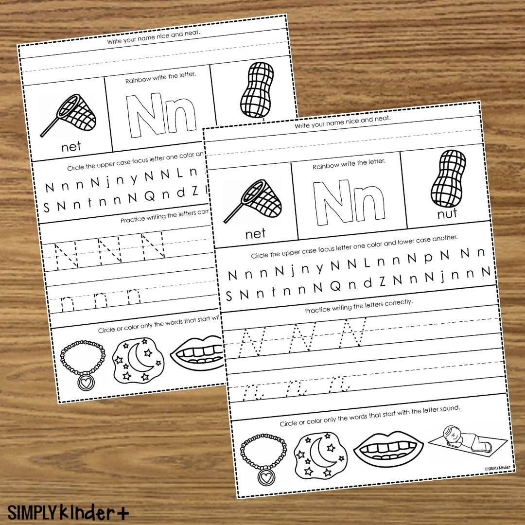 Letter N Practice Alphabet Page - Simply Kinder + Printable Membership