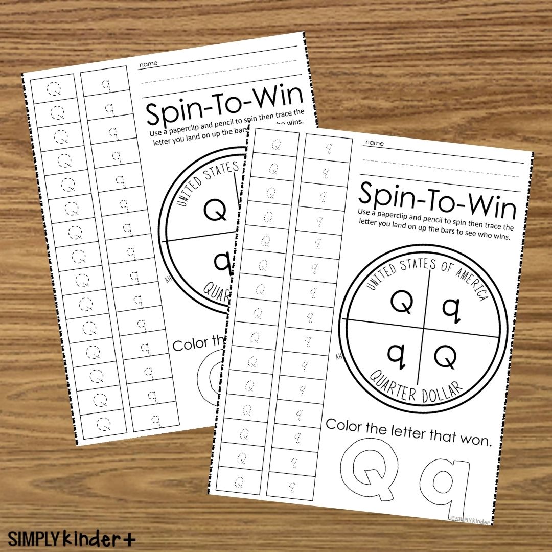 Letter Q Spin To Win - Simply Kinder + Printable Membership