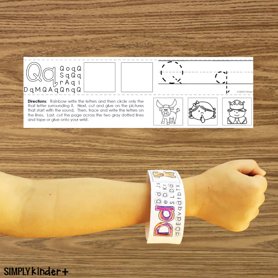 Letter Q Alphabet Bracelet - Simply Kinder + Printable Membership