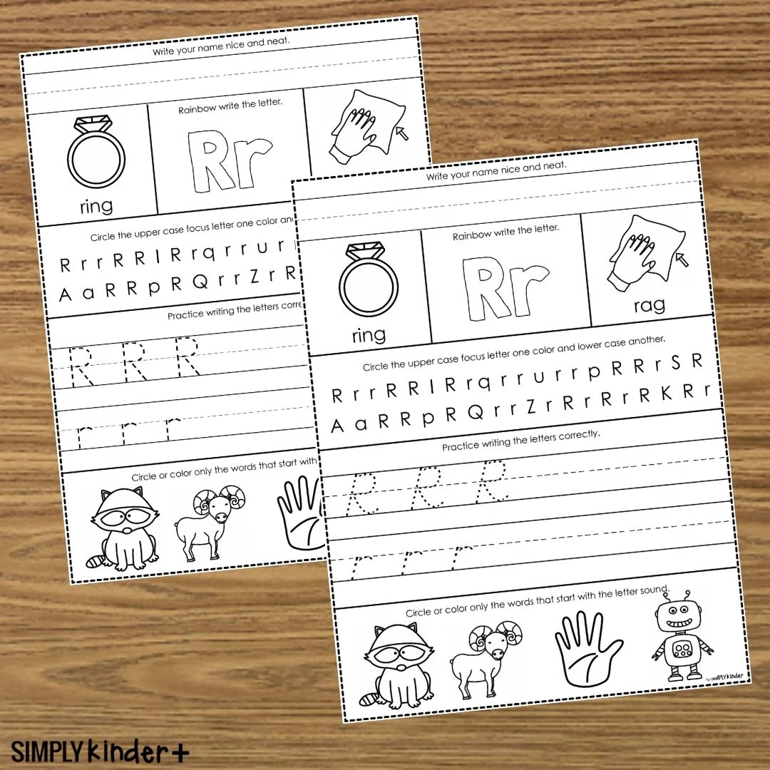 Letter R Practice Alphabet Page - Simply Kinder + Printable Membership