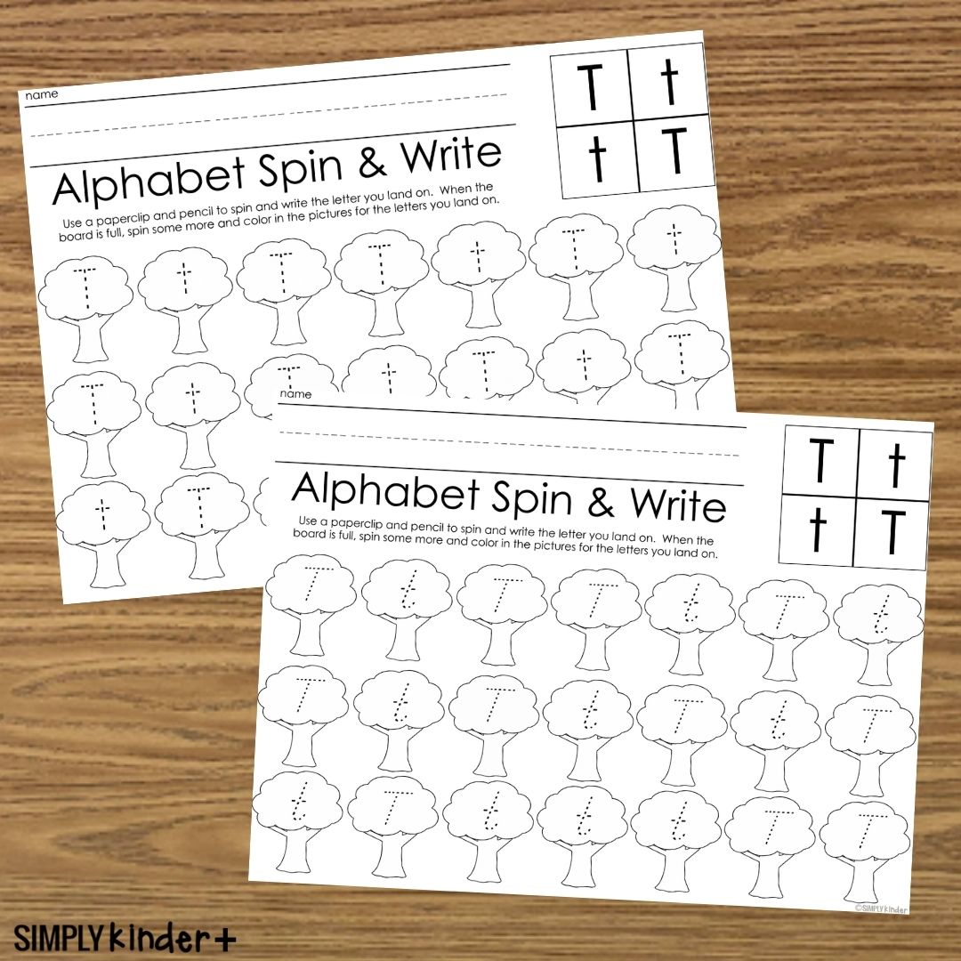 Letter T Spin And Write - Simply Kinder Plus