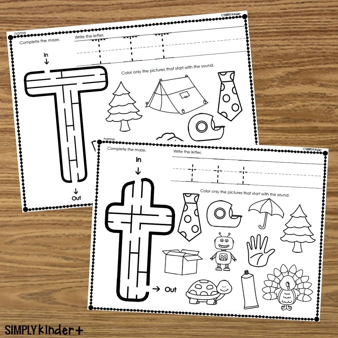 Letter T Alphabet Mazes - Simply Kinder + Printable Membership