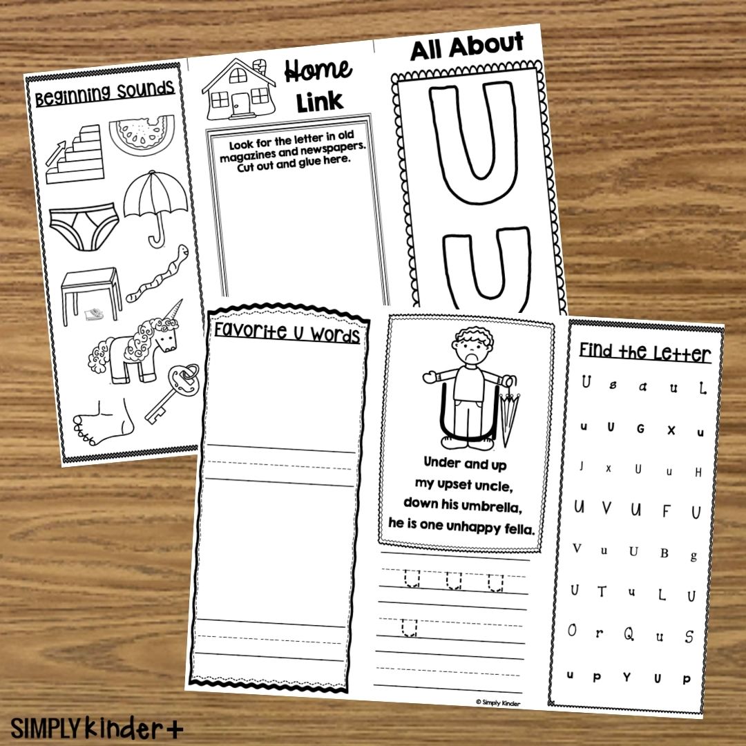 Letter U Alphabet Brochures - Simply Kinder Plus