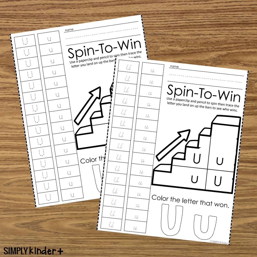 Letter U Spin To Win - Simply Kinder + Printable Membership