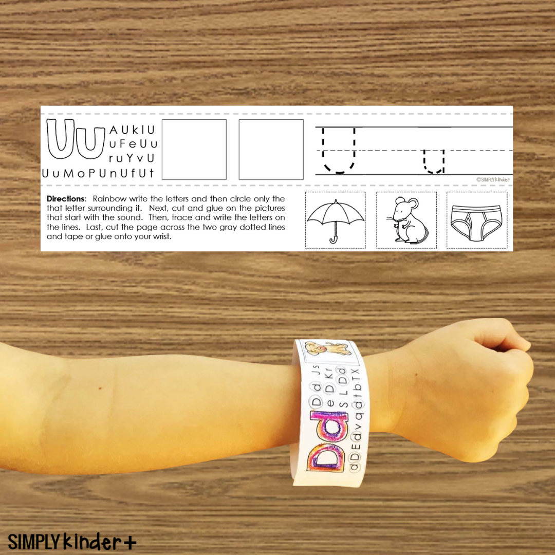 Letter U Alphabet Bracelet - Simply Kinder + Printable Membership