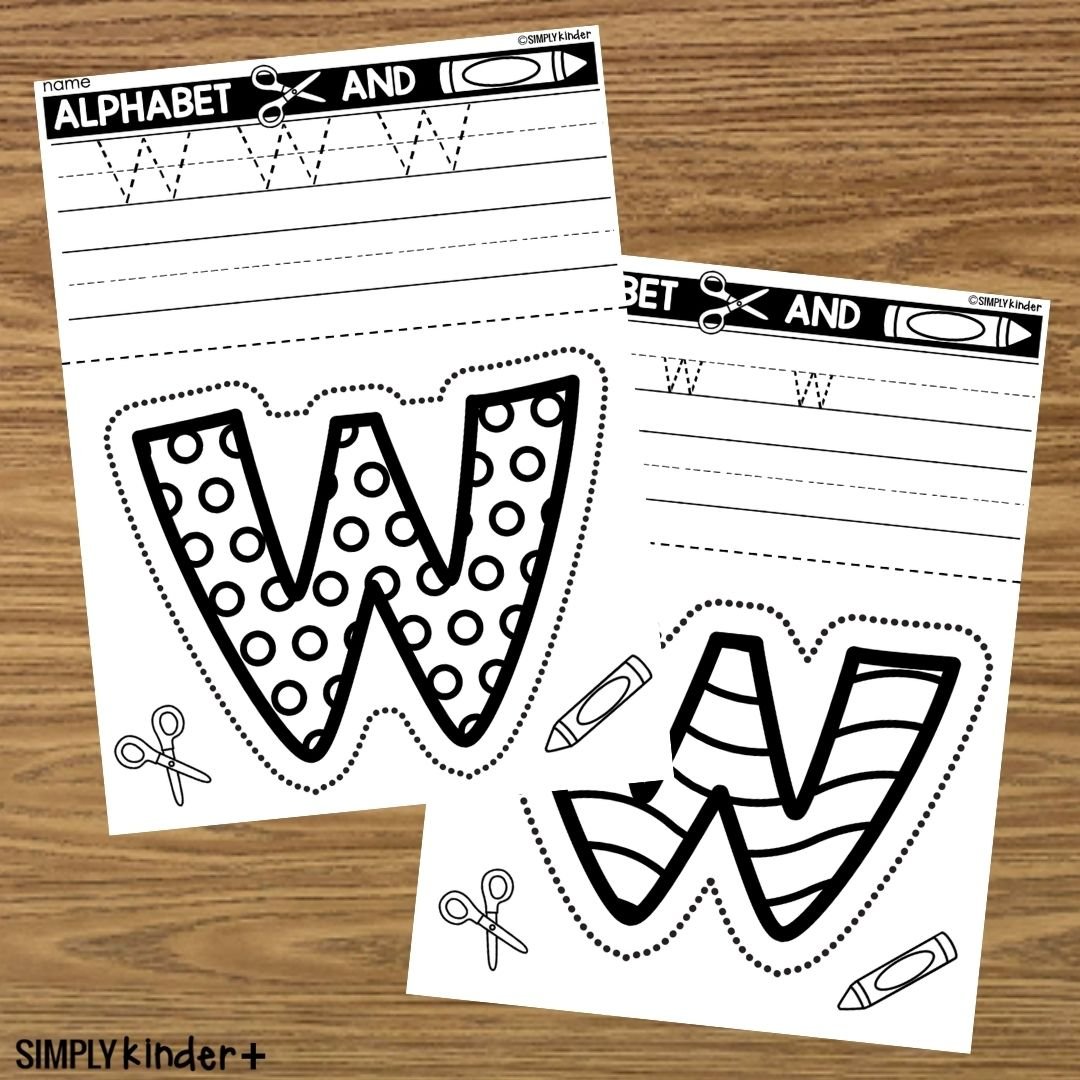 Letter W Cut and Color - Simply Kinder + Printable Membership