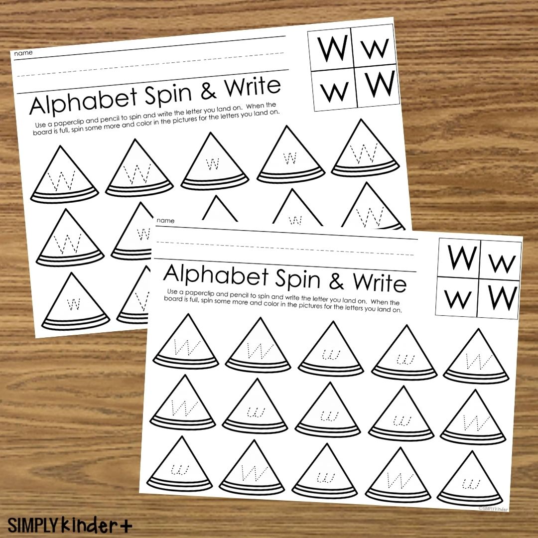 Letter W Spin And Write - Simply Kinder + Printable Membership