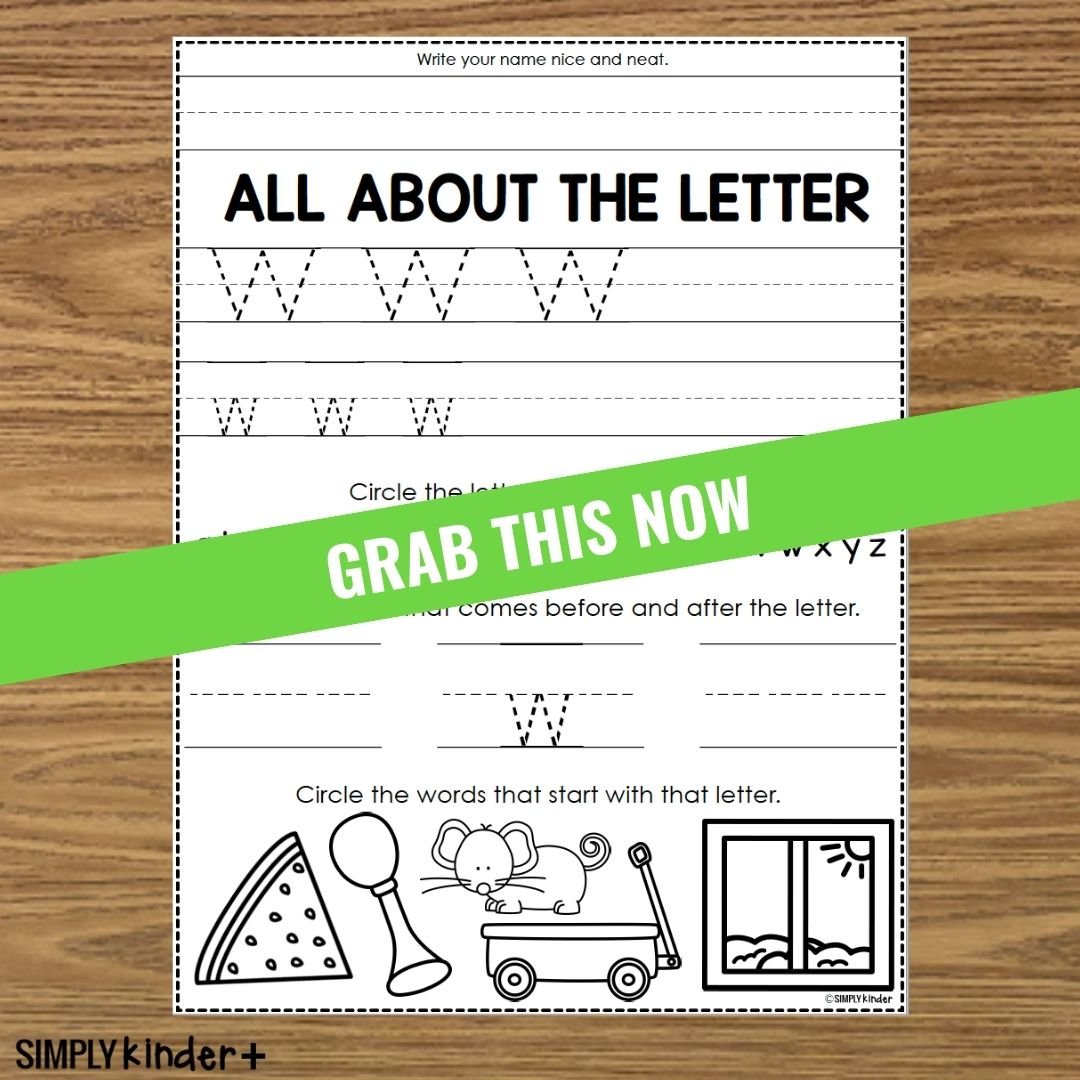 Letter W Before and After Printable - Simply Kinder + Printable Membership