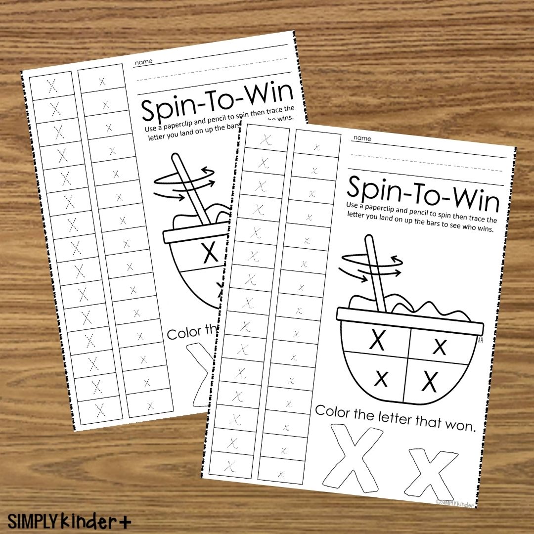 Letter X Spin To Win - Simply Kinder + Printable Membership